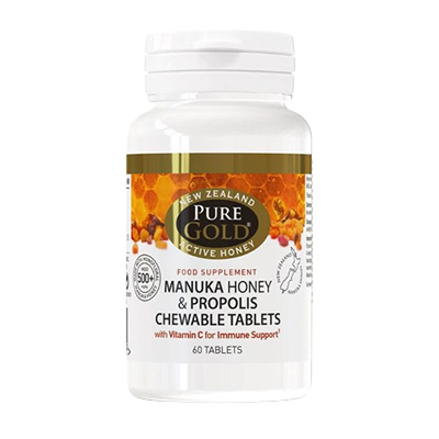 Manuka Honey & Propolis Chewable Tabs with Vat C 60's | Pharmily