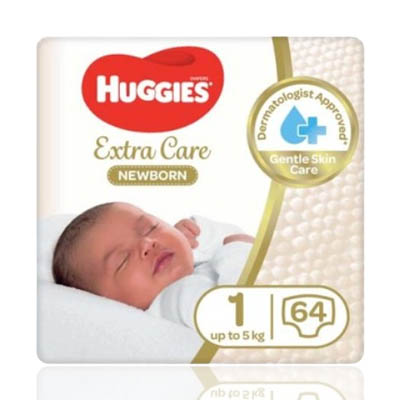 Huggies Extra Care Newborn 64pieces | Pharmily