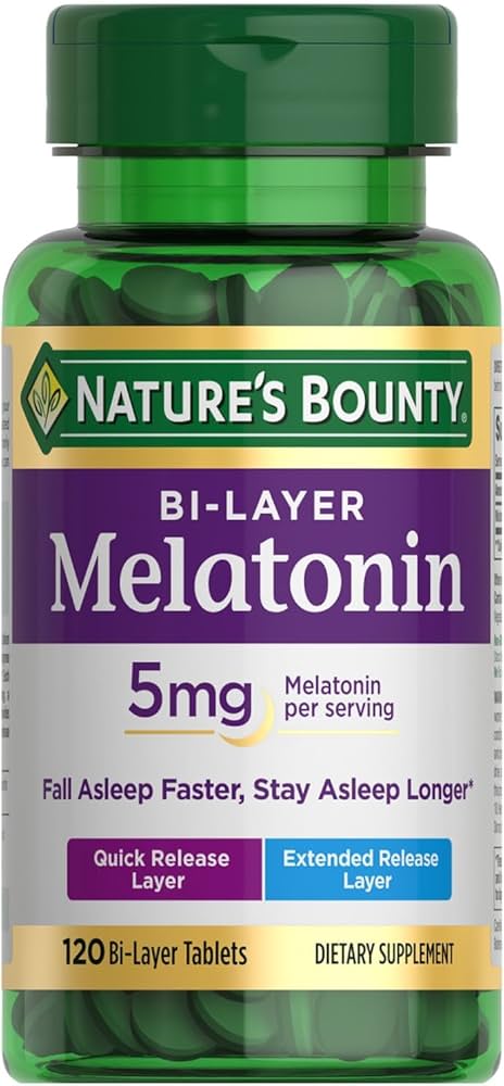 Nature's Bounty Melatonin 5mg Dual Spectrum Bi-Layer Veg Tablets 60s ...