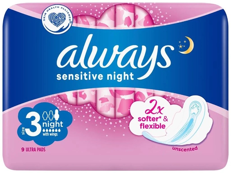Always Sensitive Night Ultra Pads 9s | Pharmily